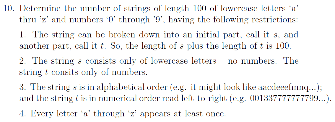 10. Determine the number of strings of length 100 of | Chegg.com