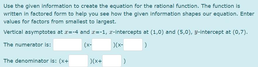 Solved Use the given information to create the equation for | Chegg.com
