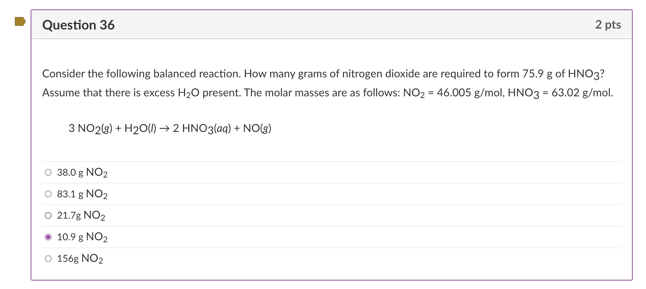 Solved Question 36 2 pts Consider the following balanced | Chegg.com