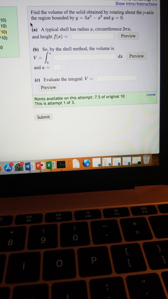 Solved Show Intro/Instructions Find the volume of the solid | Chegg.com