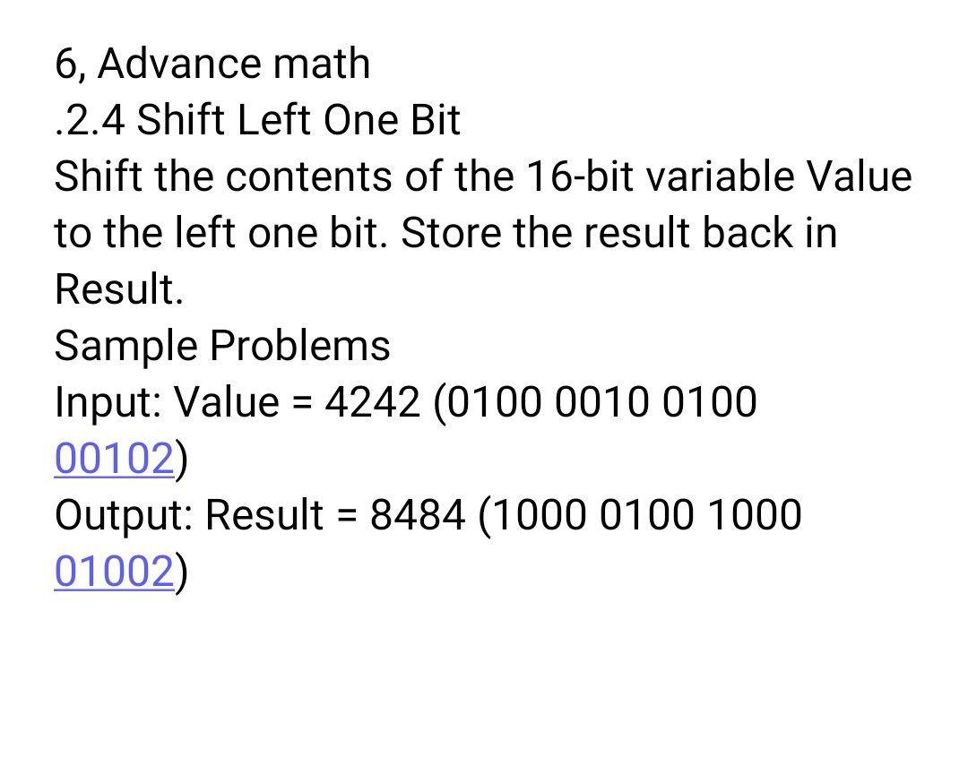 6, Advance math .2.4 Shift Left One Bit Shift the | Chegg.com