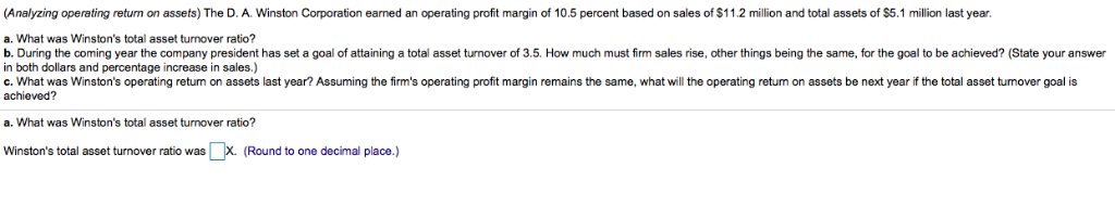 Solved (Analyzing operating return on assets) The D. A. | Chegg.com
