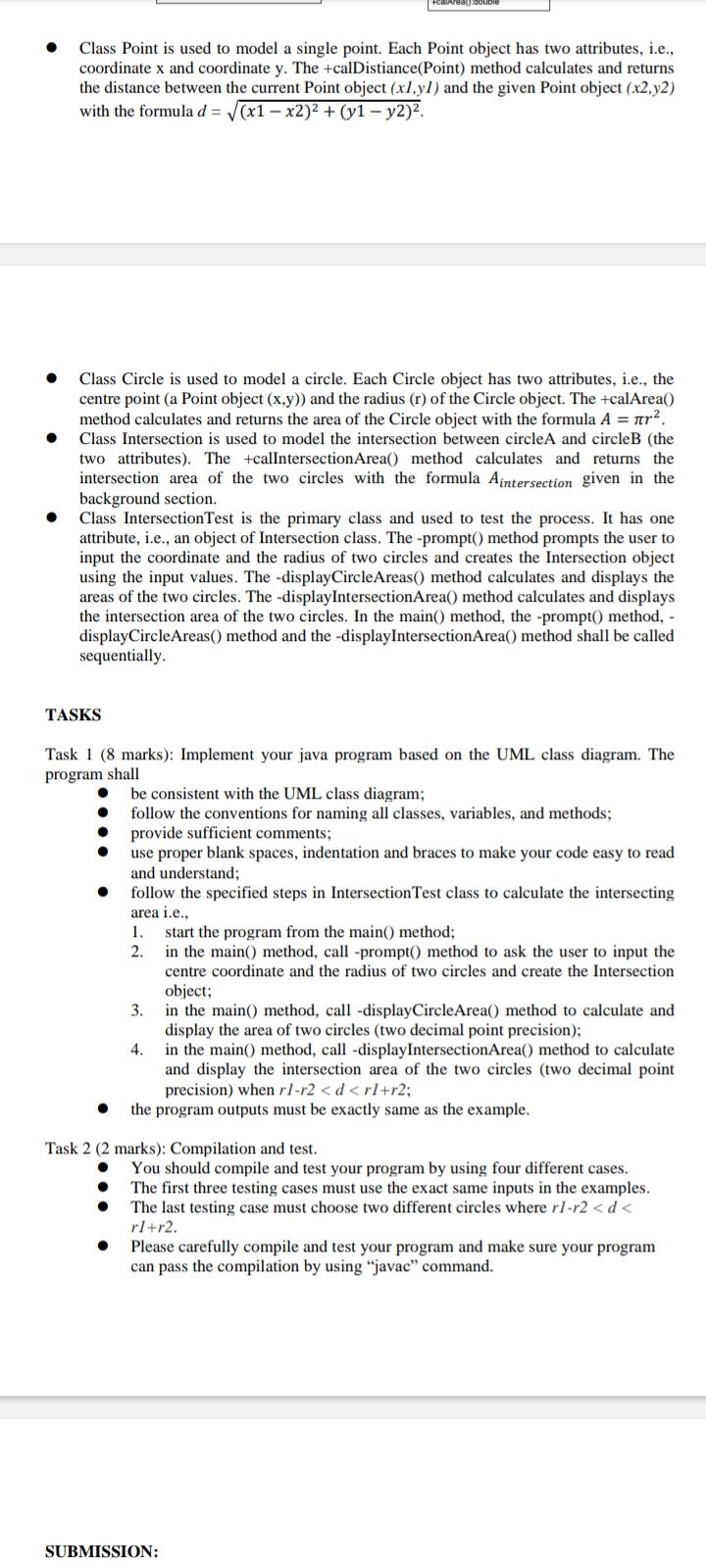 Solved carat).double Class Point is used to model a single | Chegg.com