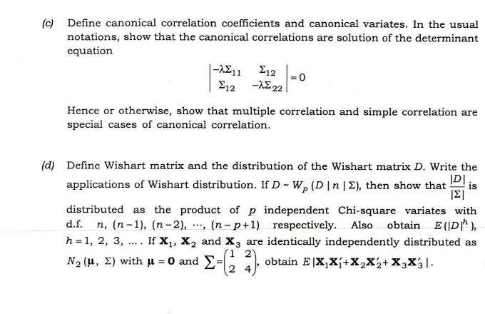 Solved (c) Define canonical correlation coefficients and | Chegg.com
