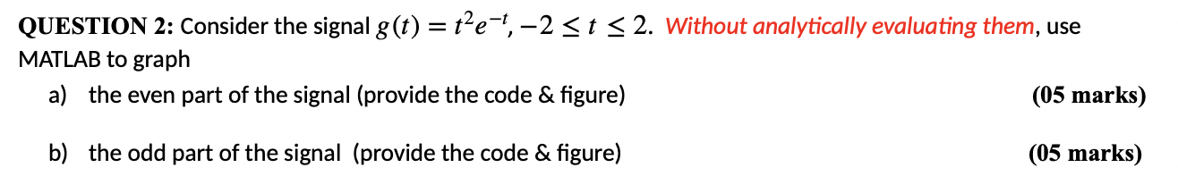 Solved QUESTION 2: Consider the signal g(t)=t2e−t,−2≤t≤2. | Chegg.com