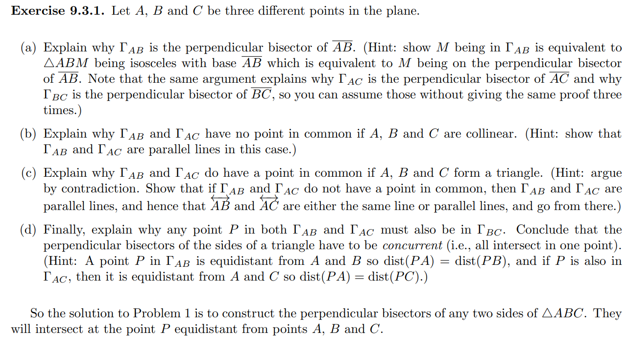 Solved Exercise 9.3.1. Let A,B and C be three different | Chegg.com