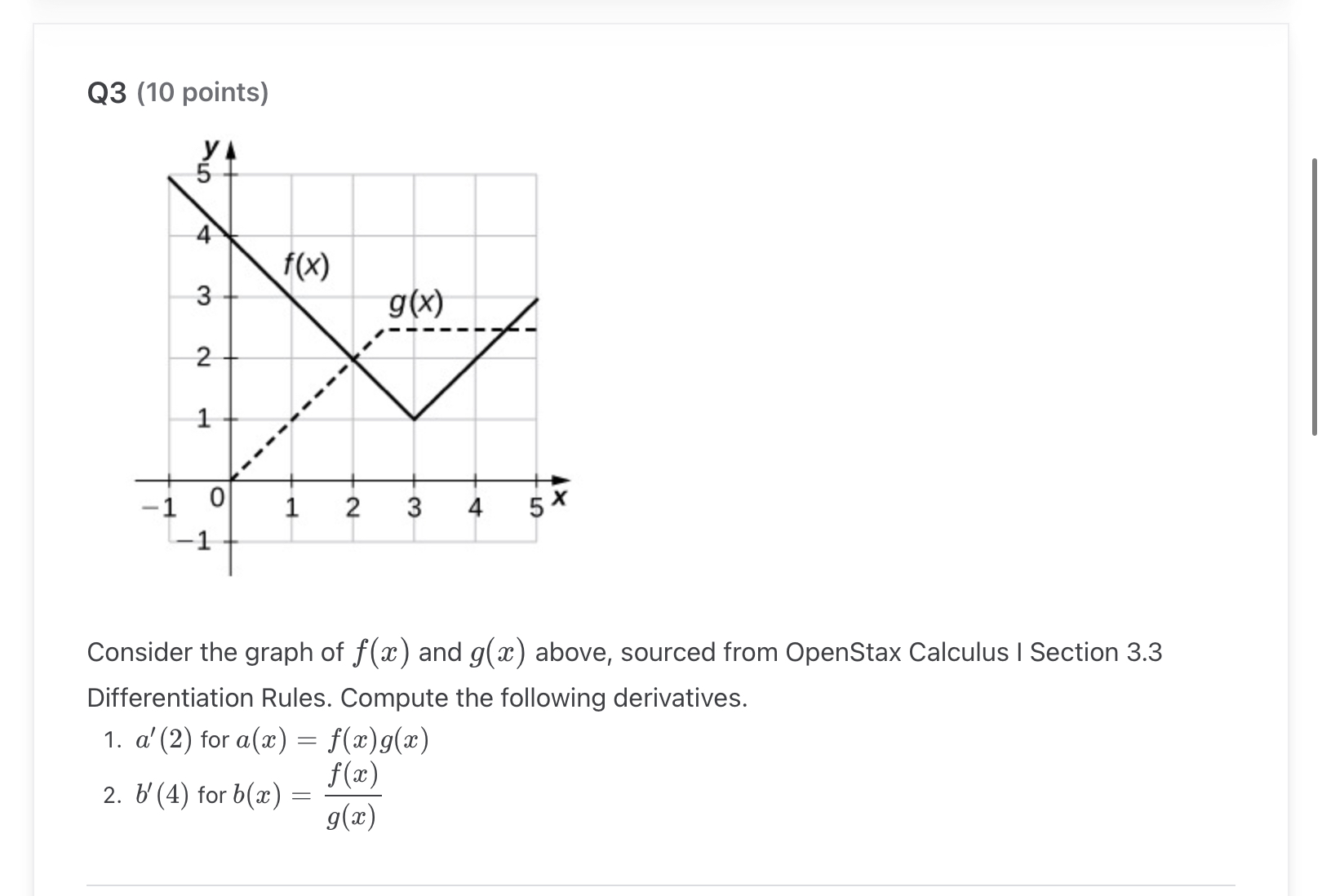 Solved Q3 (10 ﻿points)Consider the graph of f(x) ﻿and g(x) | Chegg.com