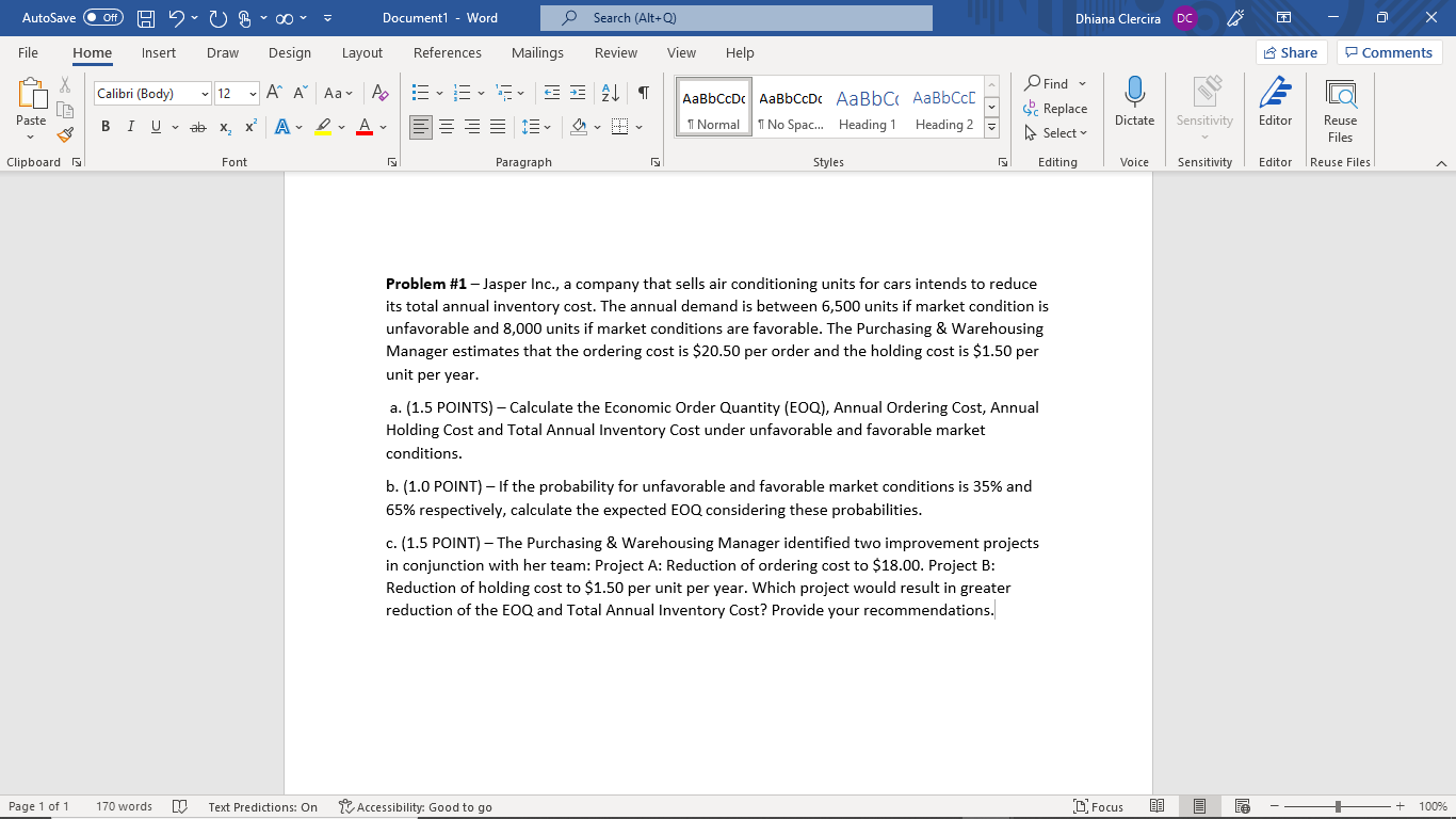 Solved AutoSave Off U B00 Document - Word Search (Alt+Q) | Chegg.com