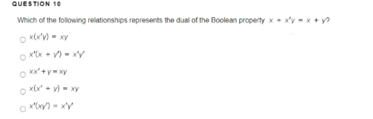 Solved QUESTION 10 Which of the following relationships | Chegg.com