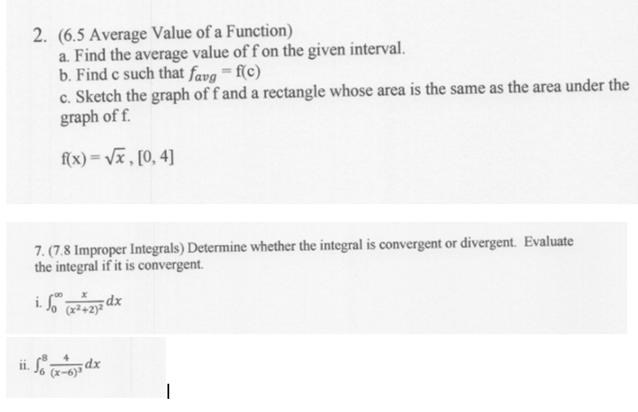 Solved 2. (6.5 Average Value of a Function) a. Find the | Chegg.com