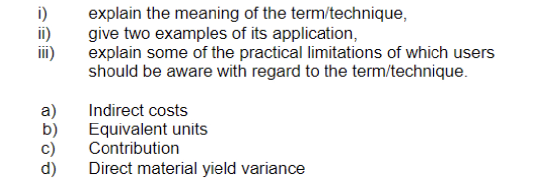 Solved i) explain the meaning of the term/technique, ii) | Chegg.com
