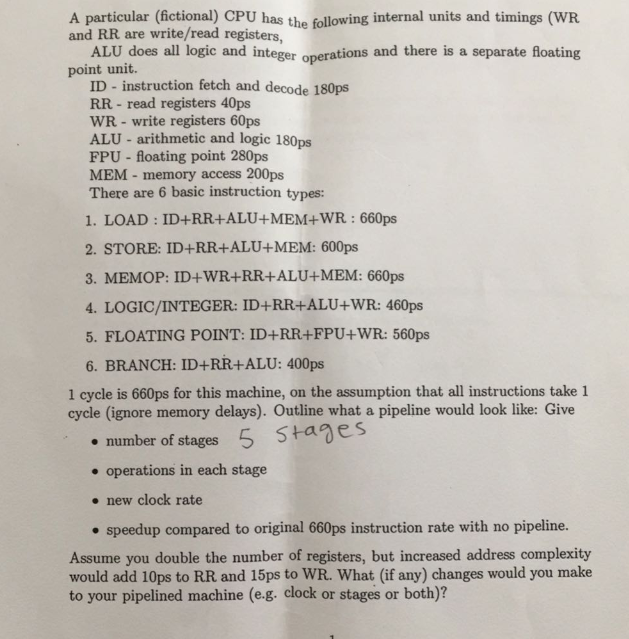 Solved A particular (fictional) CPU has the following | Chegg.com