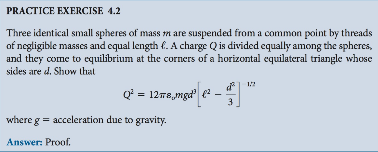 Solved Three identical small spheres of mass m are suspended | Chegg.com