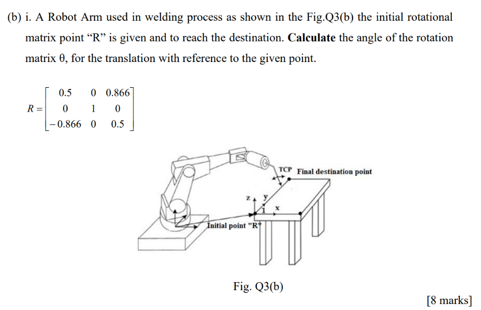 Solved (b) i. A Robot Arm used in welding process as shown | Chegg.com