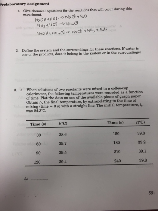 Solved Prelaboratory assignment Give chemical equations for | Chegg.com