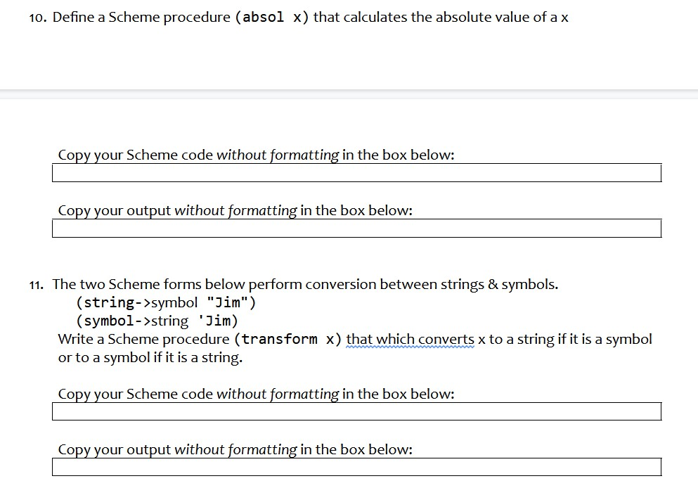 1 Write Scheme Forms That Associate The Names X With