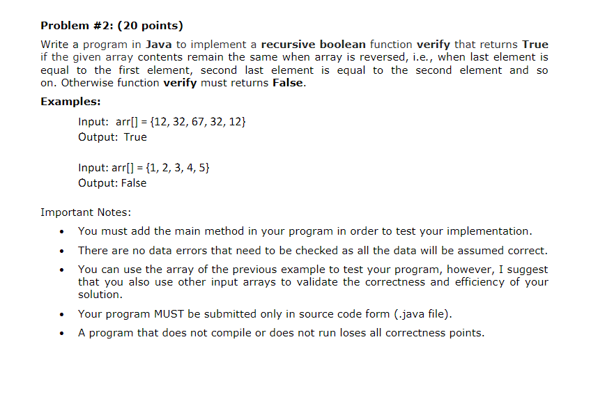 Solved Problem 2 20 Points Write A Program In Java To Chegg