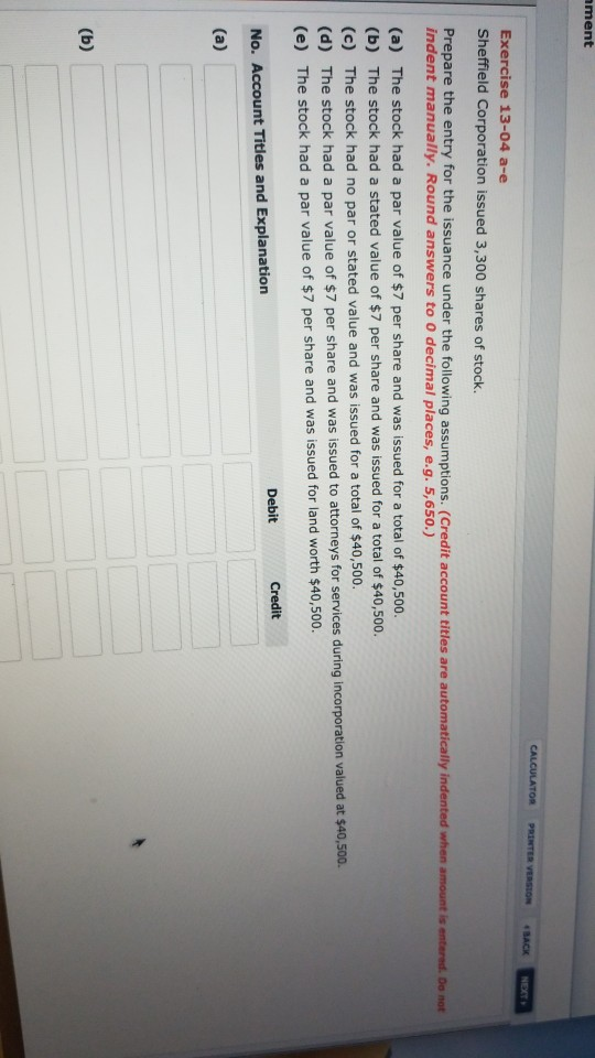 Solved nment CALCULATOR PRINTER VERSION BACK NEXT Exercise | Chegg.com