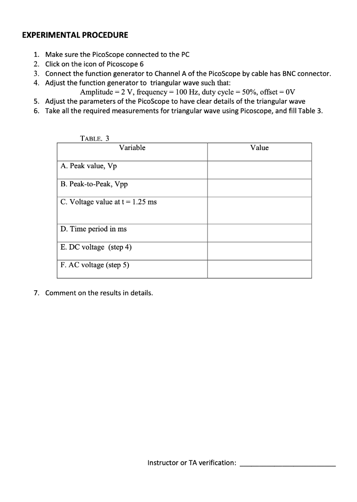 Solved Experiment A1 - AC Signal OBJECTIVES • Use function | Chegg.com