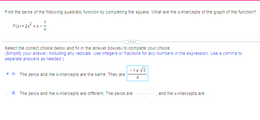 Solved Find the zeros of the following quadratic function by | Chegg.com