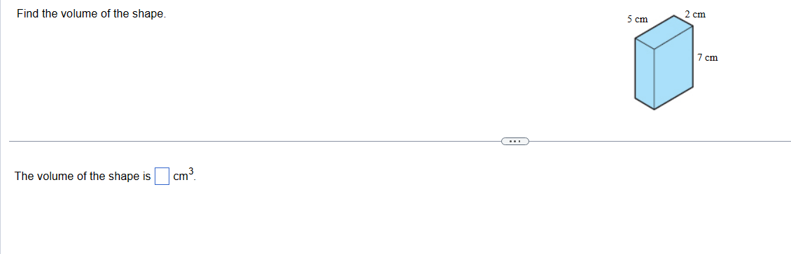 Solved Find the volume of the shape.The volume of the shape | Chegg.com