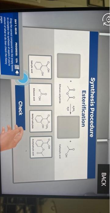 Solved Synthesis Procedure Esterification Synthesis | Chegg.com