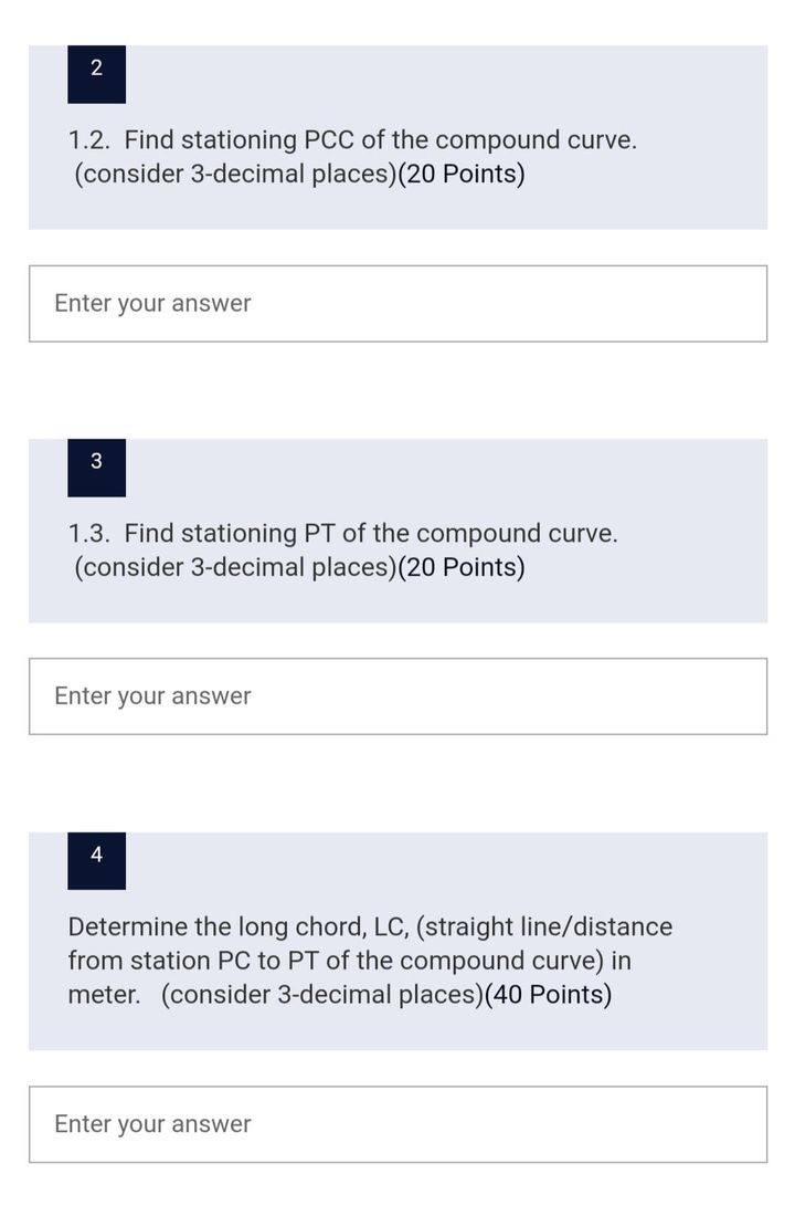 Solved 2 1.2. Find stationing PCC of the compound curve. | Chegg.com