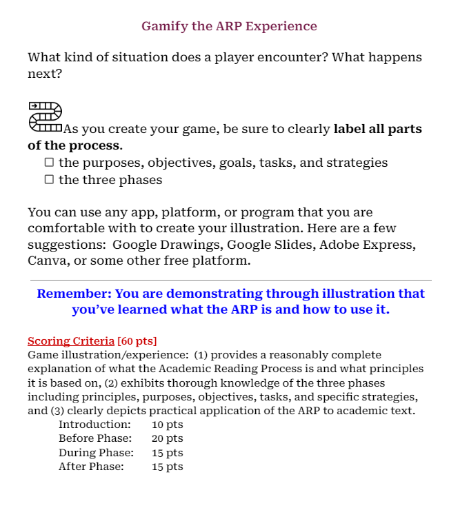 I need help "gamifying" the academic process using | Chegg.com
