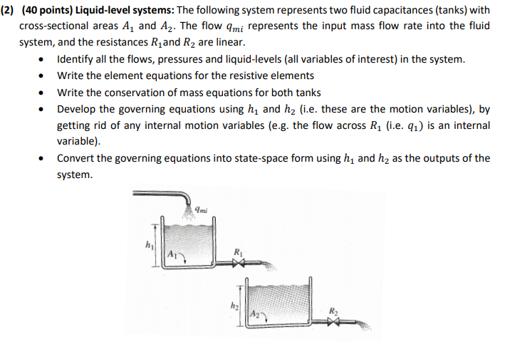 (2) (40 points) Liquid-level systems: The following | Chegg.com