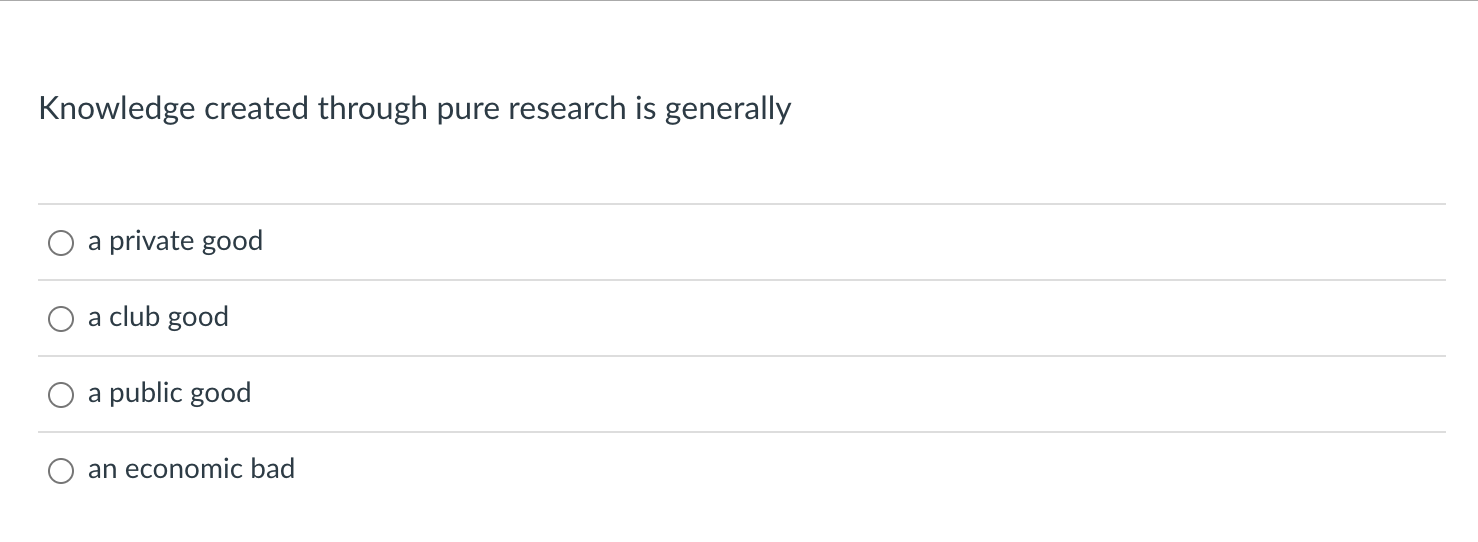 Solved Knowledge created through pure research is generally | Chegg.com