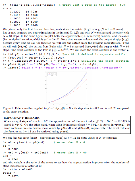 Mat 275 Laboratory 3 Numerical Solutions By Euler And 