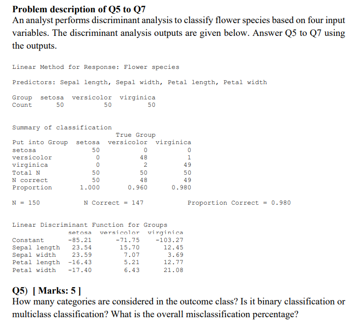 Problem description of Q5 to Q7 An analyst performs | Chegg.com
