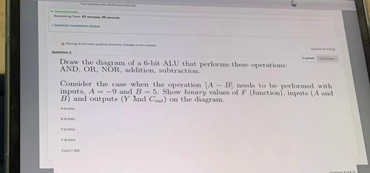 Question 2 Draw the diagram of a 6-bit ALU that | Chegg.com