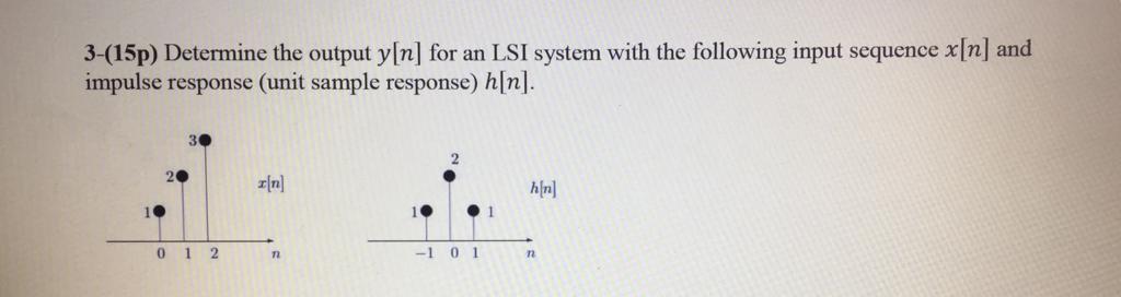 Solved 3-(15p) Determine the output y[n] for an LSI system | Chegg.com