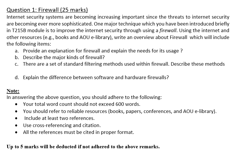 Solved Question 1: Firewall (25 marks) Internet security | Chegg.com