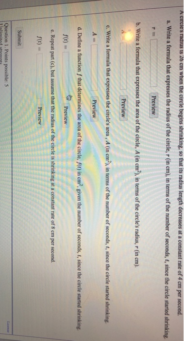 Solved em when the circle begins shrinking, so that its | Chegg.com