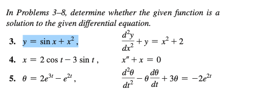 Solved In Problems 3-8, determine whether the given function | Chegg.com