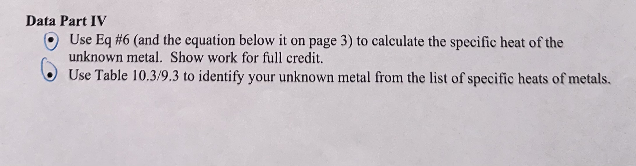Solved I need help solving Data Part 4 and finding the “Calc | Chegg.com