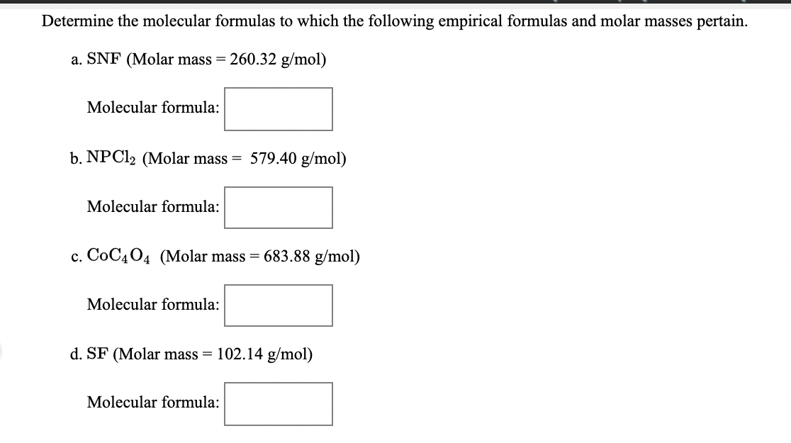 Solved Determine the molecular formulas to which the | Chegg.com