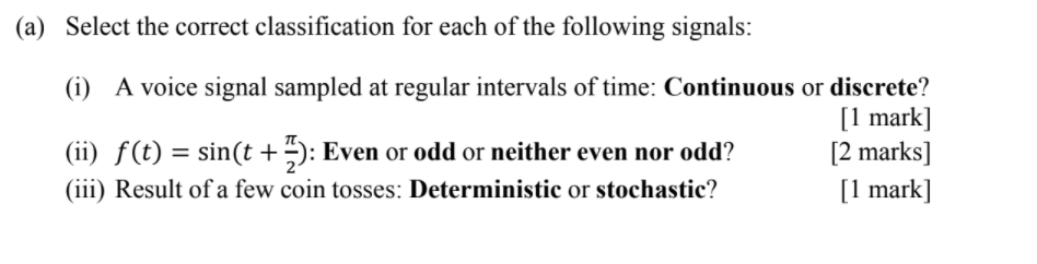 Solved (a) Select the correct classification for each of the | Chegg ...