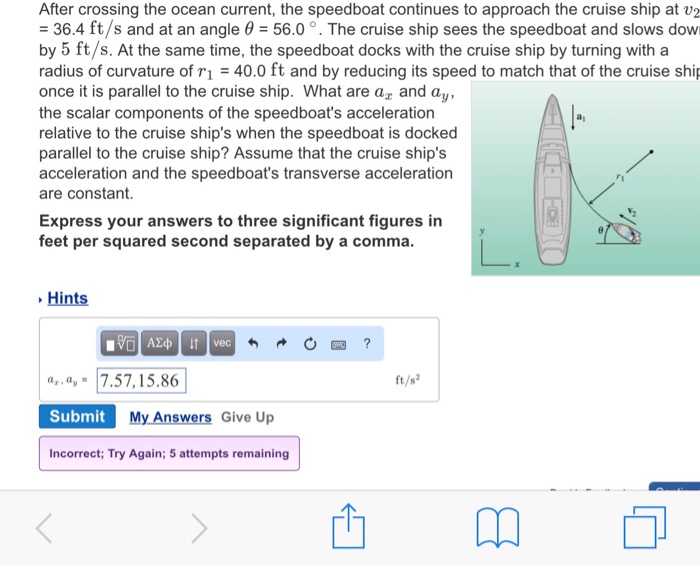 Solved After crossing the ocean current, the speedboat | Chegg.com