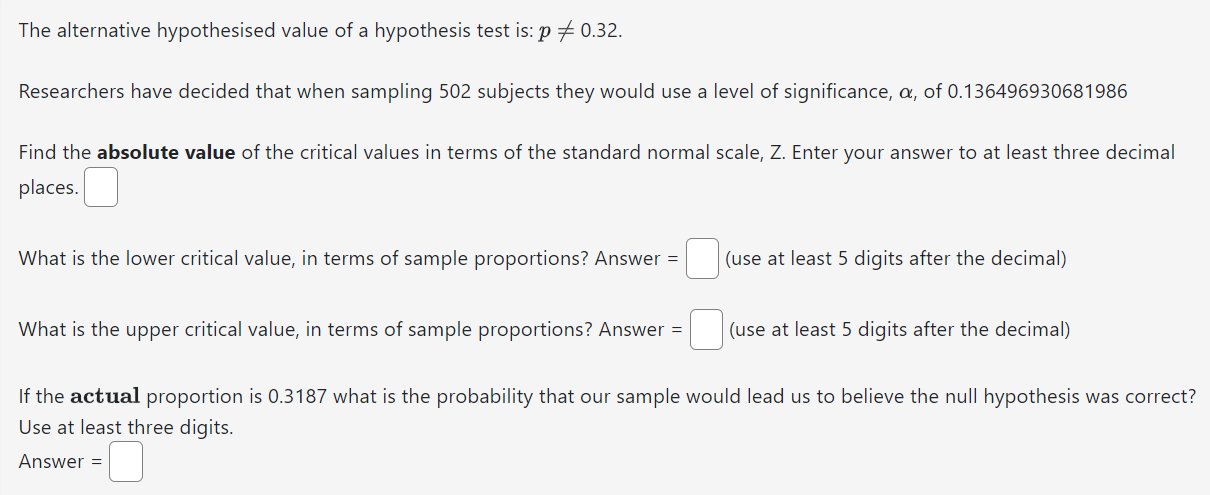 Solved The alternative hypothesised value of a hypothesis | Chegg.com