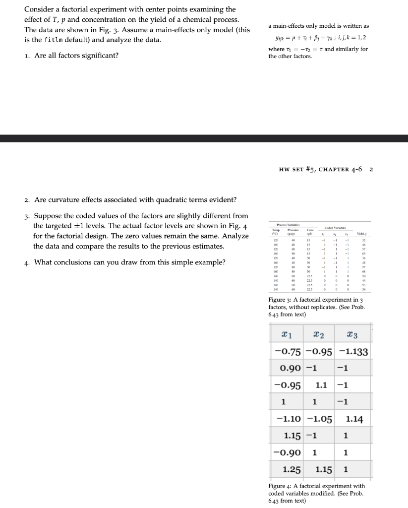 Consider a factorial experiment with center points | Chegg.com