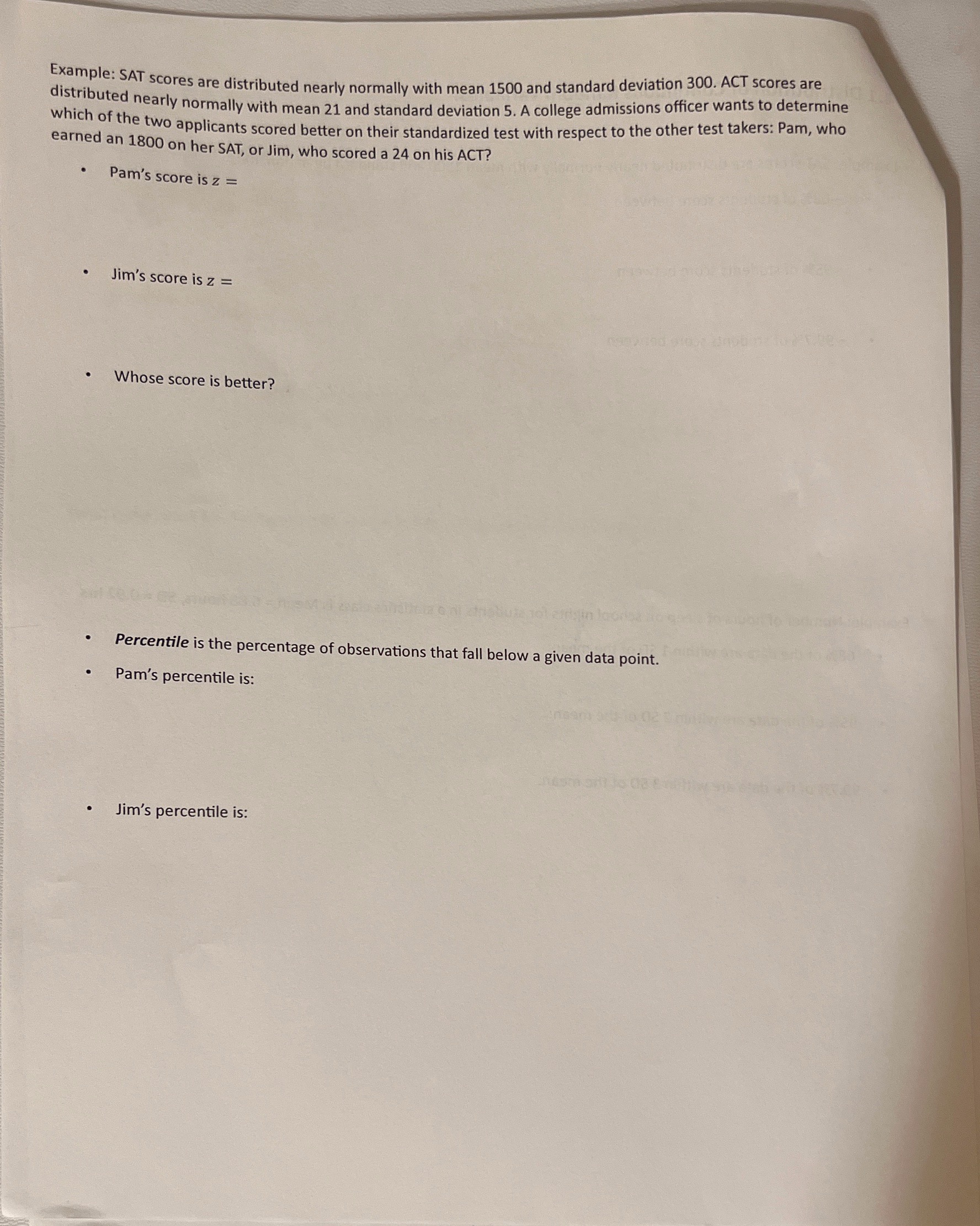 Solved Example: SAT scores are distributed nearly normally | Chegg.com