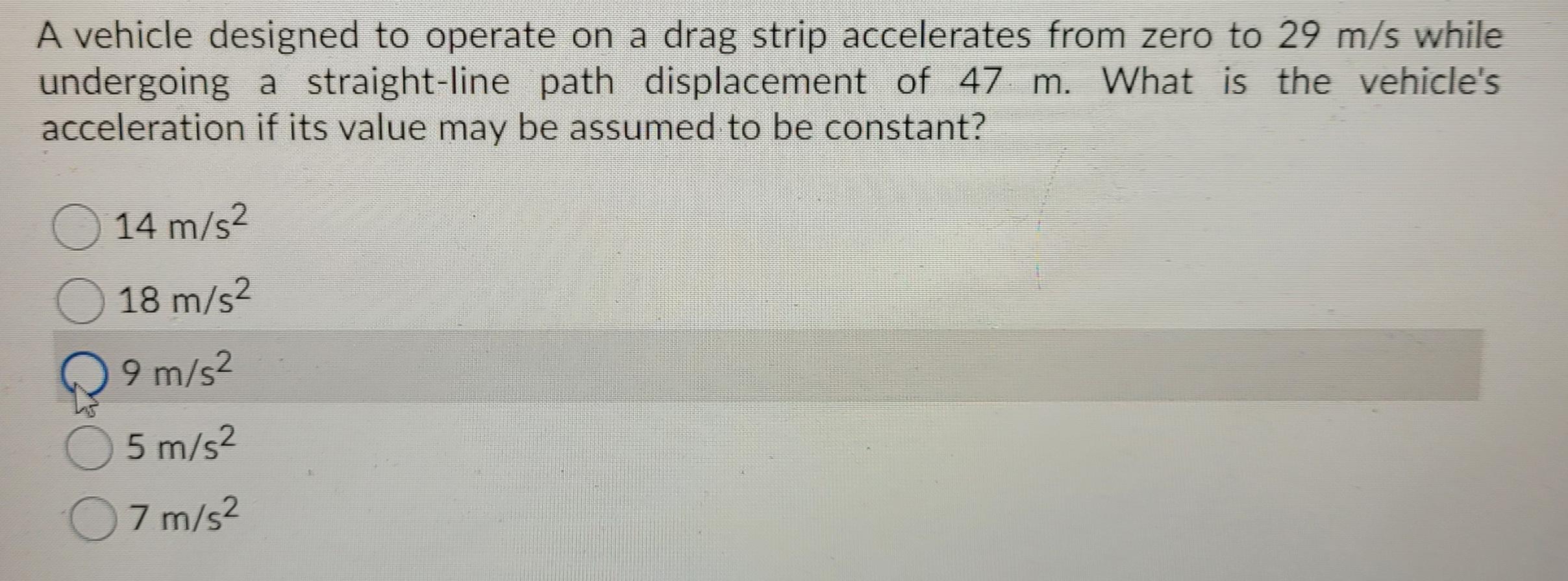 Solved A vehicle designed to operate on a drag strip | Chegg.com