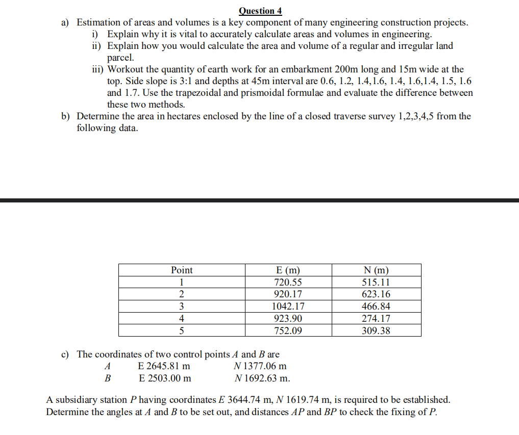 Question 4 a) Estimation of areas and volumes is a | Chegg.com