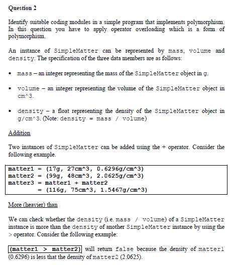 Solved Question 2 Identify suitable coding modules in a | Chegg.com