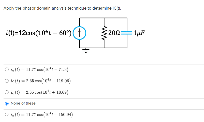 Solved Apply the phasor domain analysis technique to | Chegg.com