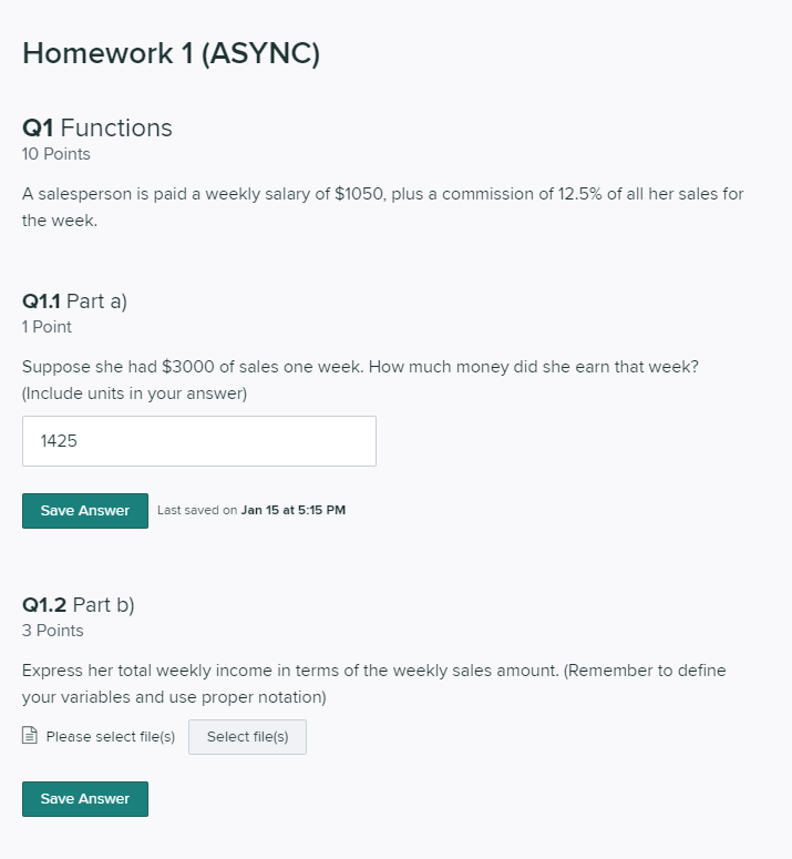 Solved Homework 1 (ASYNC) Q1 Functions 10 Points A | Chegg.com