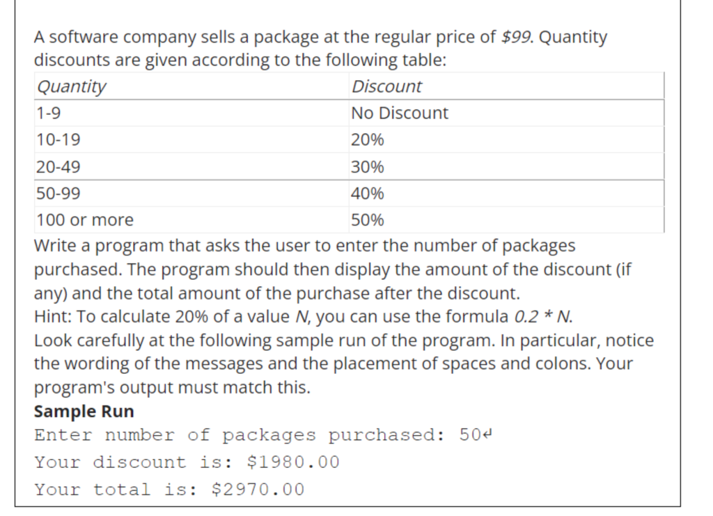 Solved A software company sells a package at the regular | Chegg.com